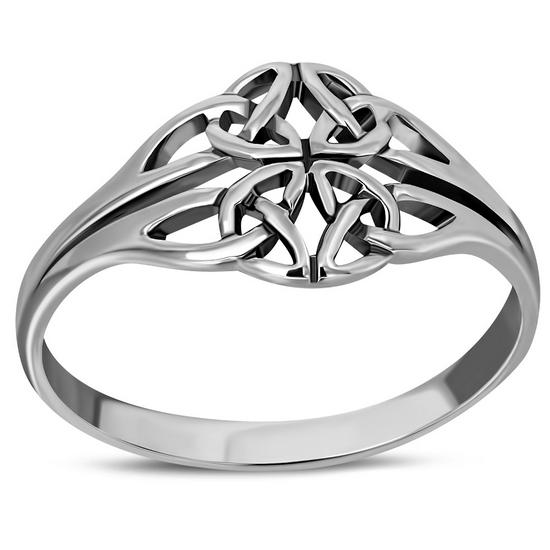 Celtic Plain Rings: Plain Celtic Trinity Knot Silver Ring, rp796